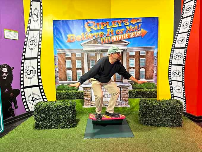 Hovering like Marty McFly, minus the actual hoverboard technology and plus a whole lot of photographic trickery.