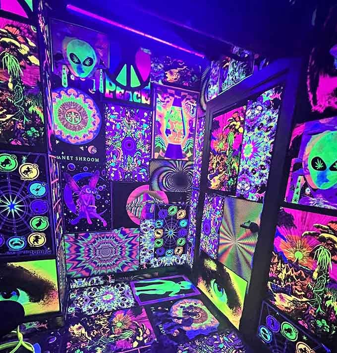 Every wall screams for attention like a neon art gallery curated by beings from another dimension entirely.