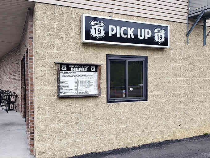 The pickup window promises convenient grab-and-go service for those times when hunger can't wait for a table to open up.