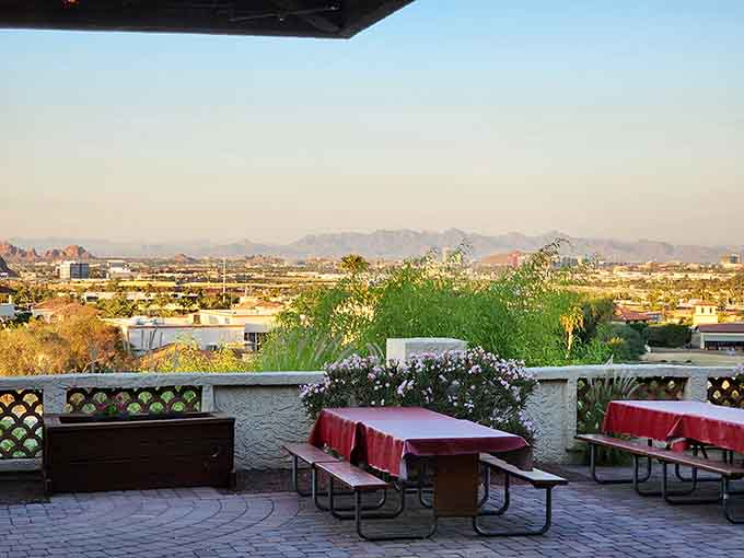 Sunset views from the patio that remind you why Arizona sunsets are basically nature showing off shamelessly.