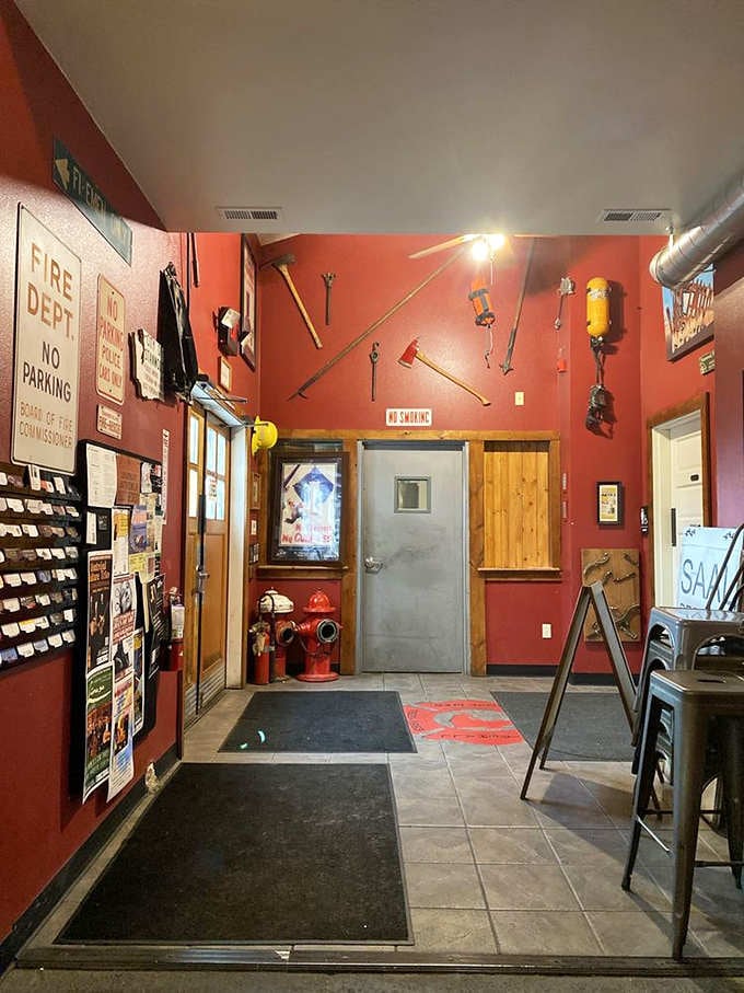 Firefighting memorabilia adorns walls that have witnessed nearly a century of community service and now serve pints.