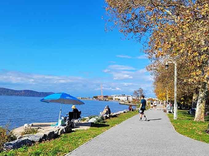 Autumn transforms the RiverWalk into a masterclass in why people write poetry about fall in New York.