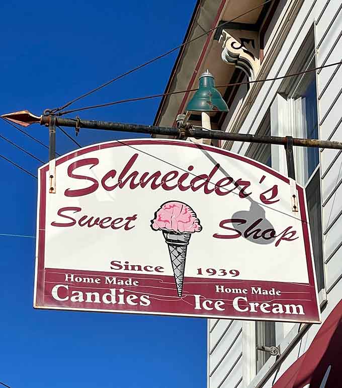 A classic sign announcing homemade goodness since 1939, back when handmade actually meant something and still does here.