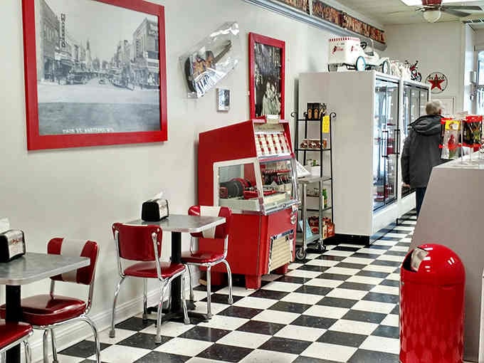 Vintage photographs and retro touches transport you to an era when life moved slower and ice cream tasted better.