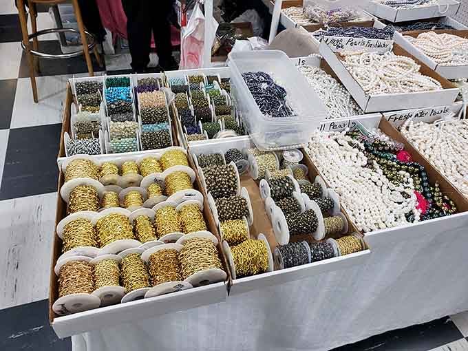 Vintage beads and chains for DIY jewelry projects or just admiring the craftsmanship of pre-assembly-line artistry.