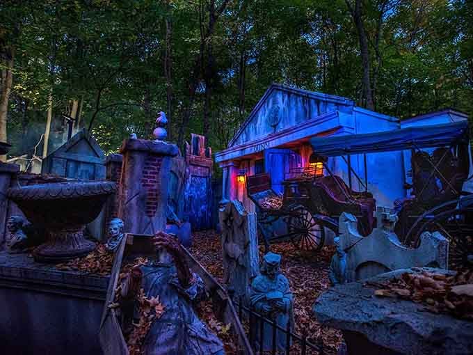 Weathered props and atmospheric lighting create an abandoned world where civilization ended and the monsters moved right in.