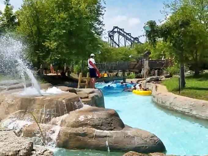 Decorative rocks and waterfalls create an atmosphere that's part nature, part theme park, and entirely dedicated to your summer happiness.