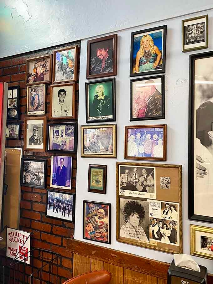 Signed celebrity photos covering the walls tell stories of famous visitors who couldn't resist this place.