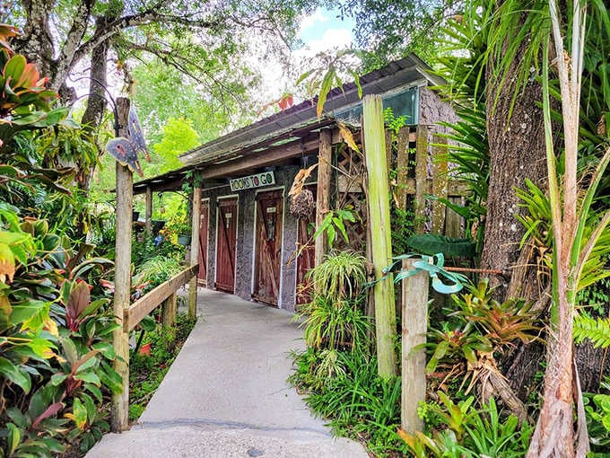 Even the restrooms embrace the artistic spirit, proving creativity knows no boundaries at Solomon's Castle.