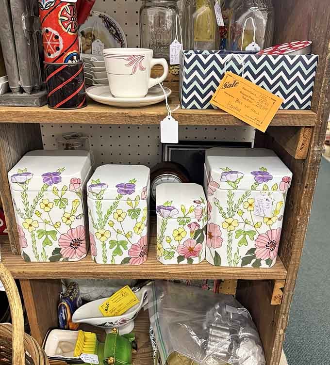 These floral canisters would make your kitchen counter look like a 1970s dream, in the absolute best way possible.