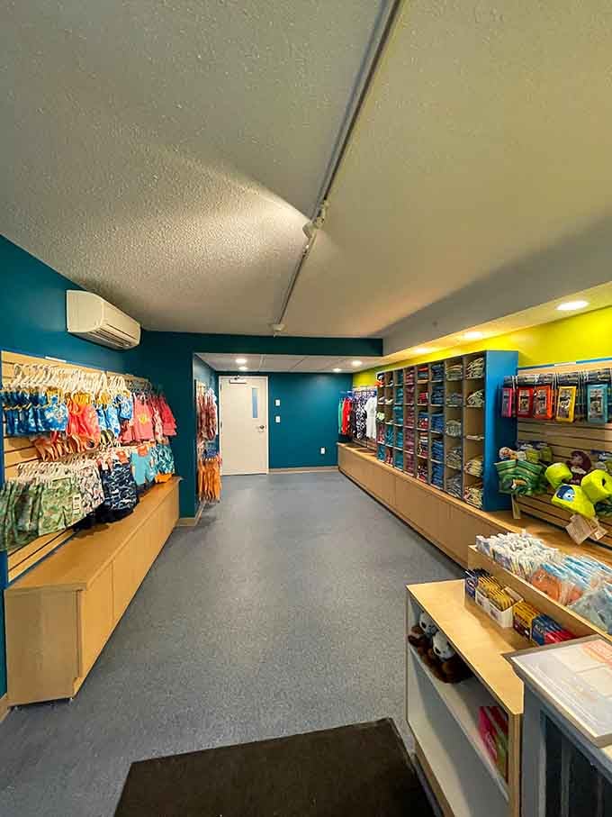 The gift shop stocks swimsuits and pool toys for those who forgot essentials or suddenly need waterpark souvenirs.