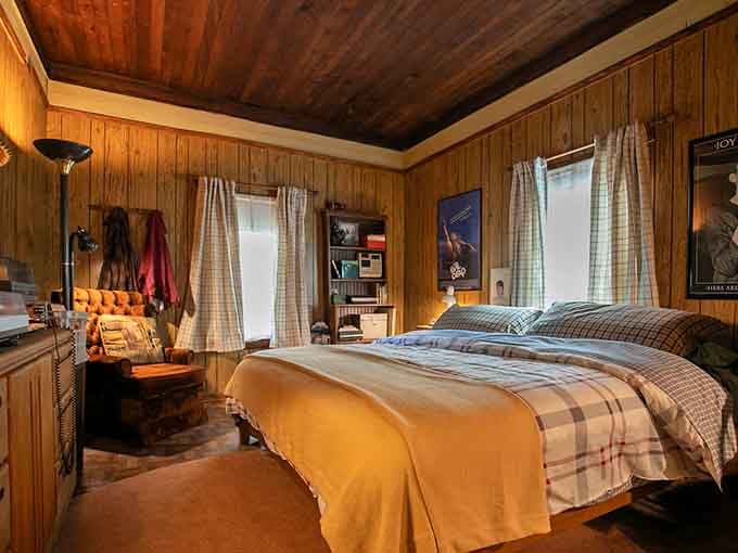 A cozy bed that promises sweet dreams instead of nightmares, though the retro decor might transport you straight to 1983.