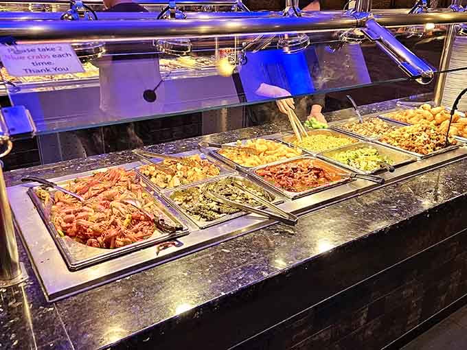 The hot food stations stretch before you like a delicious choose-your-own-adventure with no wrong answers or regrets.
