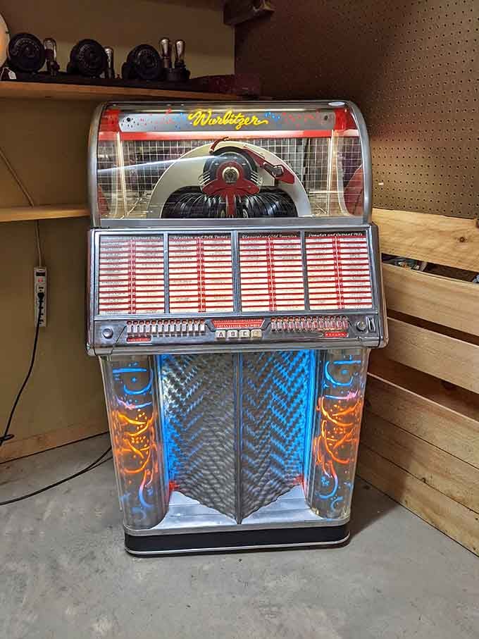 A Wurlitzer jukebox stands ready to fill your home with music the way jukeboxes were meant to, gloriously.