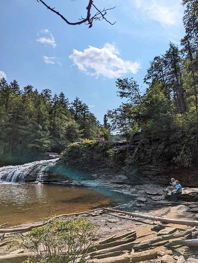 Flat rocks by the falls become nature's lounge chairs for contemplation and peaceful afternoon naps.