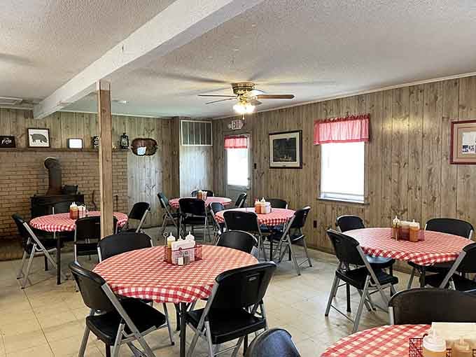 Simple seating for serious eating, where strangers become friends over shared appreciation for exceptional barbecue and sweet tea.