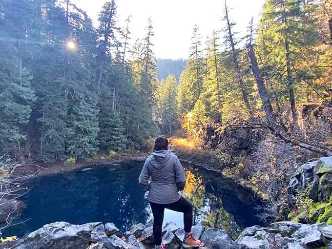 Finding your zen moment beside impossibly blue water while surrounded by ancient trees and perfect silence.
