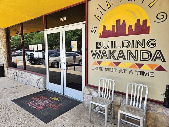 The entrance mural says it all: they're building something special here, one breakfast at a time, one grit at a time.