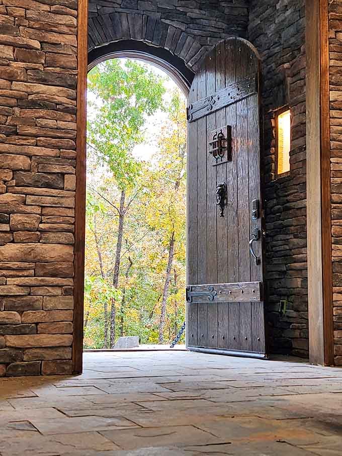 Walking through this heavy wooden door makes you feel like you're entering Narnia, except warmer and with better WiFi service.