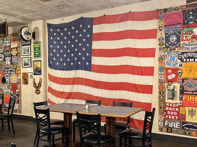 An American flag provides the backdrop for meals that bring people together, one delicious bite at a time.