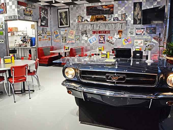 Classic diner stools lined up at the counter evoke every great movie scene you've ever loved.