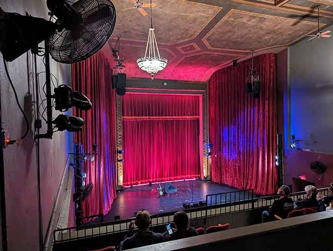 The balcony view showcases the theater's intimate scale, where performers and audience share something truly special together.