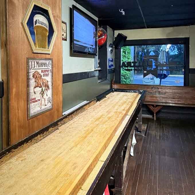 Shuffleboard adds playful competition to your evening, giving you something to do between bites and sips.