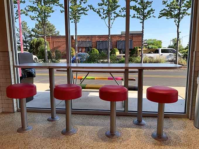 Window seats offering the best view in town: watching other people walk by without ice cream.