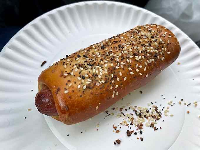 A bacon-wrapped sausage roll topped with everything seasoning, because sometimes competition creativity leads to beautiful, delicious madness.