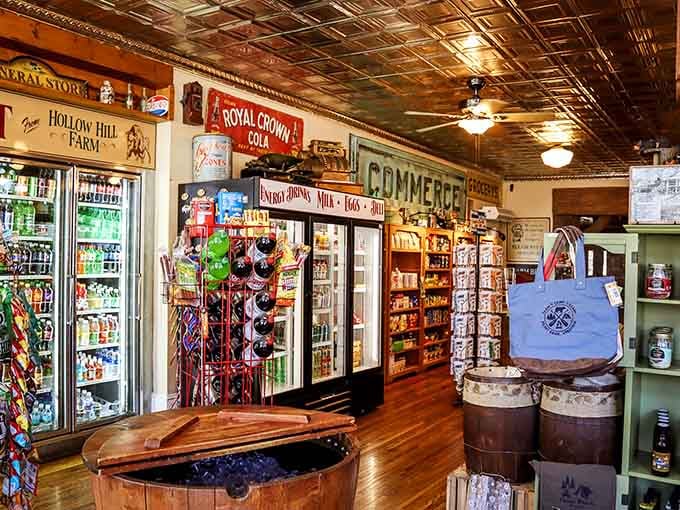 The general store section stocks everything from snacks to local treasures for your journey home.