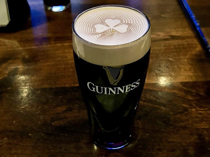 A perfectly poured Guinness with shamrock art in the foam is basically a work of drinkable art.