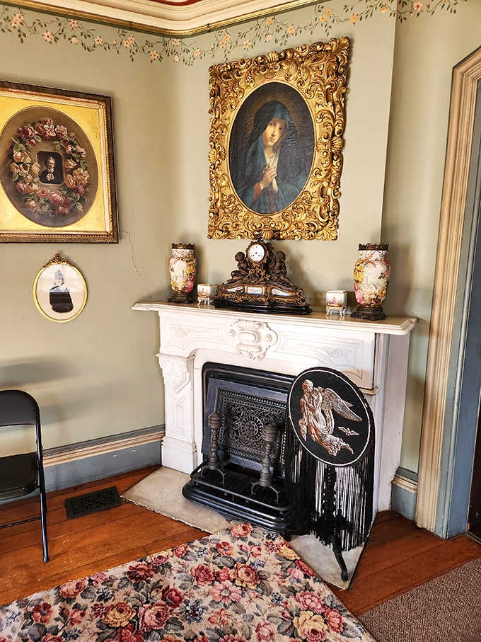 Fireplaces that served as both heating source and artistic statement, because why choose just one purpose?