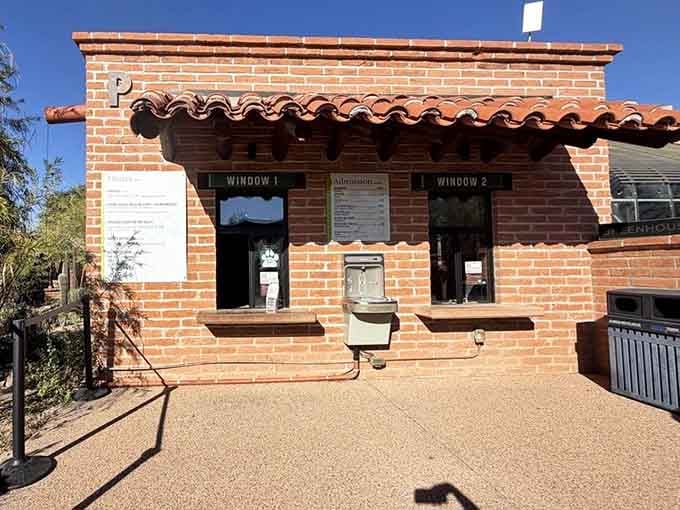 The admission building's Spanish Colonial architecture sets the tone for an experience blending culture, nature, and Southwestern heritage.