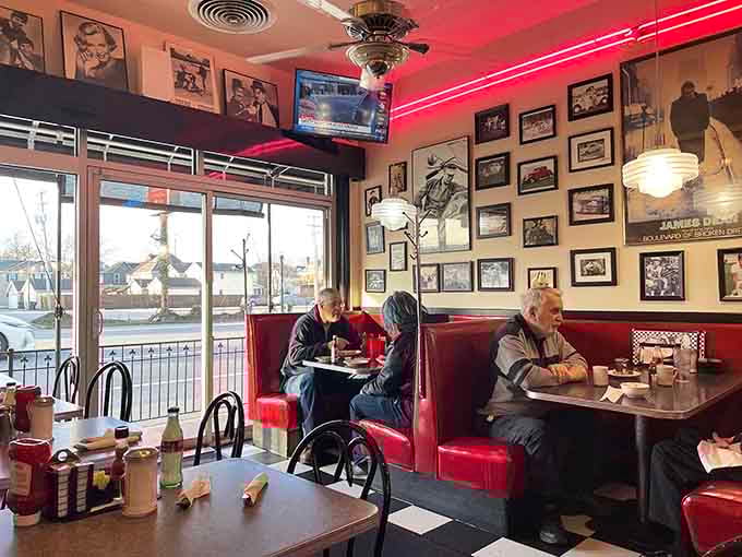 Real people enjoying real food in a real diner, no filters needed for this kind of authentic experience.