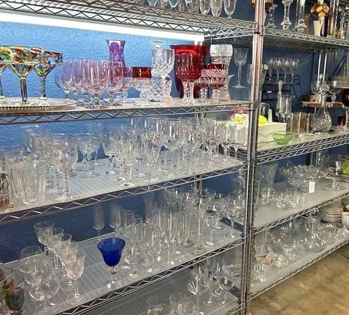 Crystal glassware sparkling under lights, ready to make your next dinner party look surprisingly fancy.