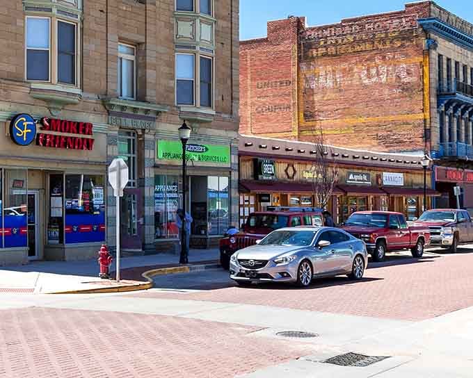 Commercial Street's storefronts blend old and new, proving small-town businesses can thrive without corporate cookie-cutter sameness.