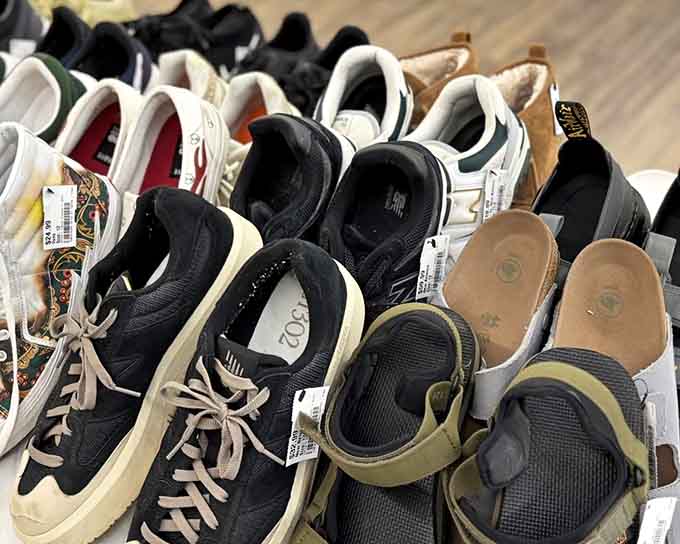 Sneakers organized like a footwear museum, where every pair tells a story and costs less than dinner out.
