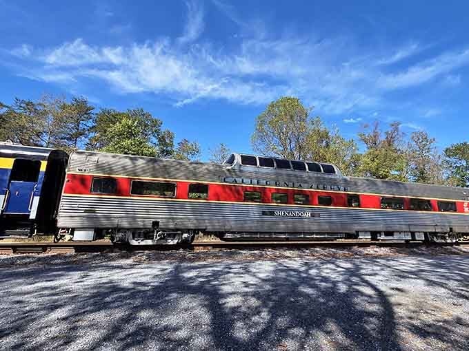 The California Zephyr-style dome car gleaming in the sun &ndash; luxury train travel never looked so inviting.