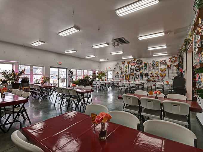 A spacious seating area where weary shoppers can rest their feet and contemplate their growing pile of purchases.