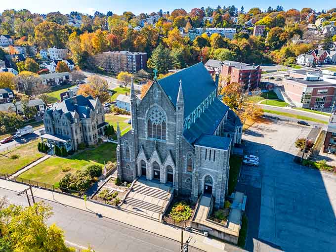 Saint Patrick Oratory's Gothic stonework rises majestically, making you wonder why we stopped building churches that inspire such awe.