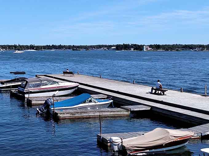The marina welcomes everything from weekend warriors to serious sailors, no yacht club membership required for this waterfront real estate.