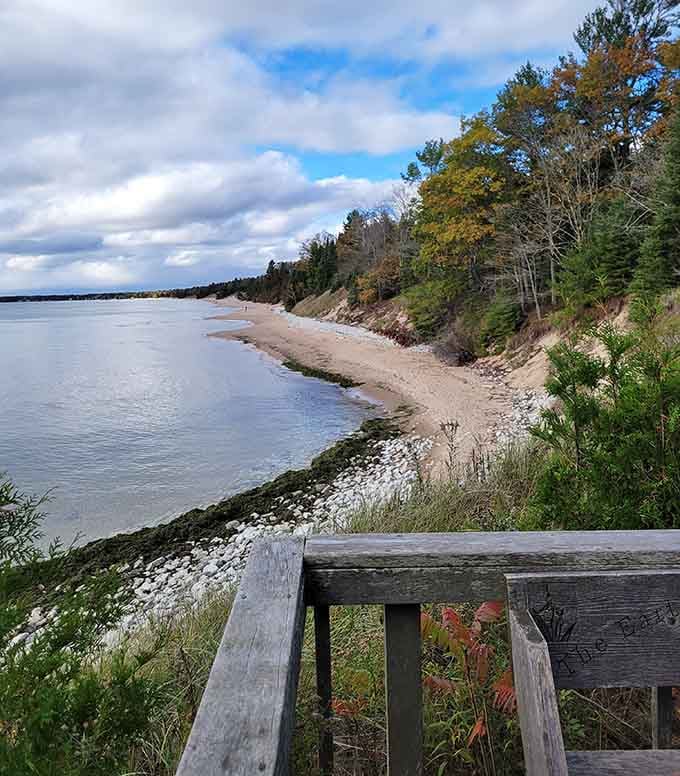 Autumn transforms the shoreline into a painter's palette, with colors that photographs barely capture.