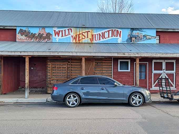 Wild West Junction's weathered red barn exterior promises Old West adventures and family fun, because apparently Williams decided one theme wasn't quite enough.