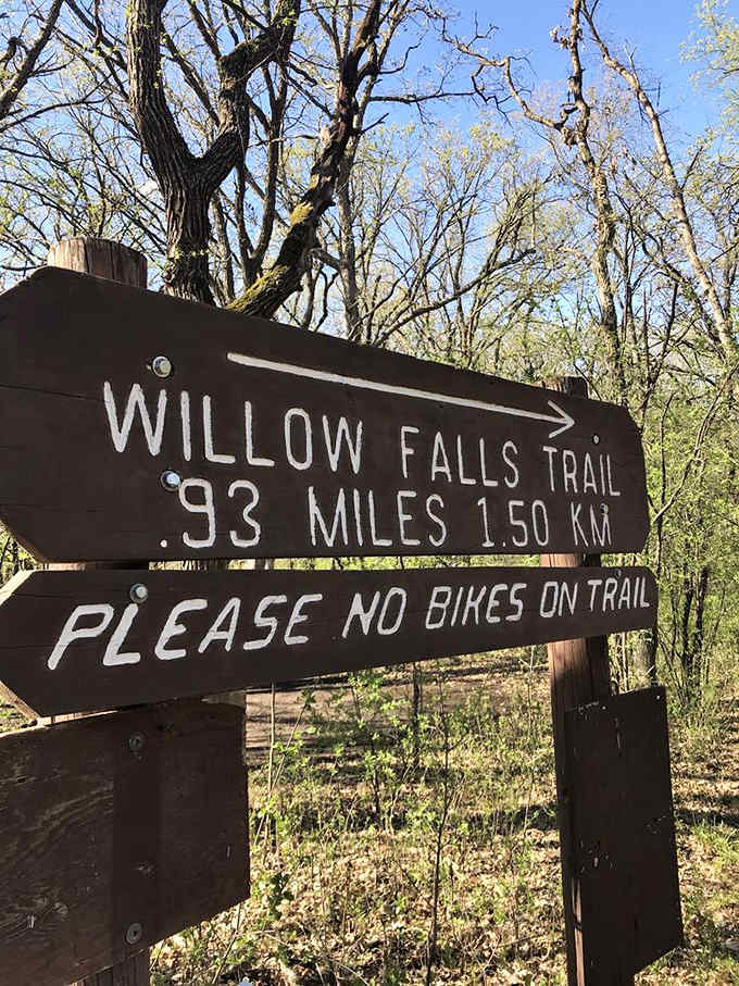 Trail markers keeping hikers on track, because getting lost is only romantic in movies, not real life.