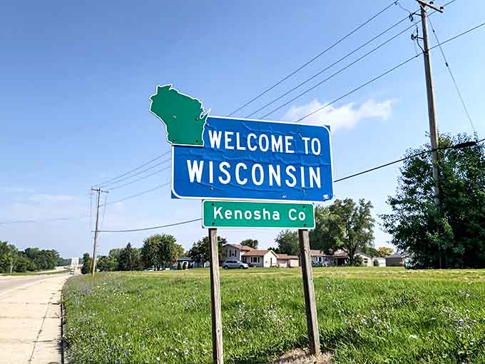 Kenosha County's summer welcome, where green grass and blue skies frame your gateway to the good life.