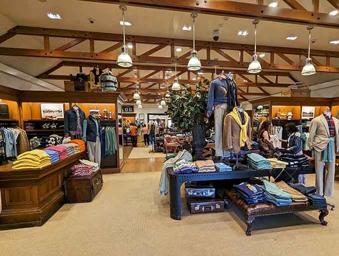 The Polo Ralph Lauren outlet showcases classic American style across multiple levels, proving preppy never really goes out of fashion completely.