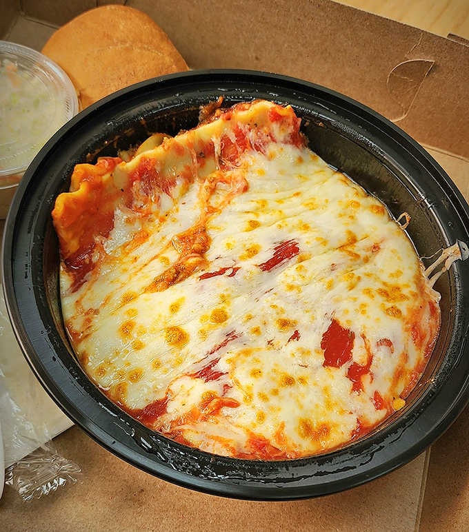 Baked lasagna so cheesy it could make an Italian grandmother reconsider her own recipe, maybe just slightly.