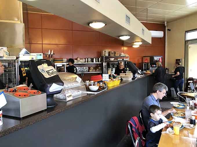 The open kitchen counter where you can watch the magic happen and smell breakfast cooking perfectly.