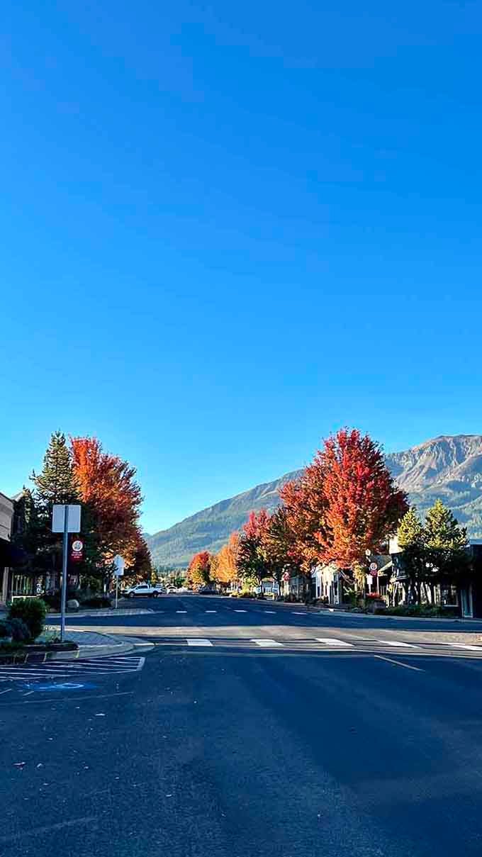 Desert-meets-mountain landscape surrounds brick buildings where summer heat bakes streets empty by mid-afternoon without fail.