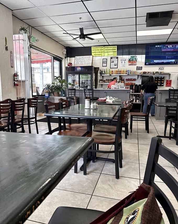 Clean lines and no-nonsense seating let the food be the star of this delicious morning show.